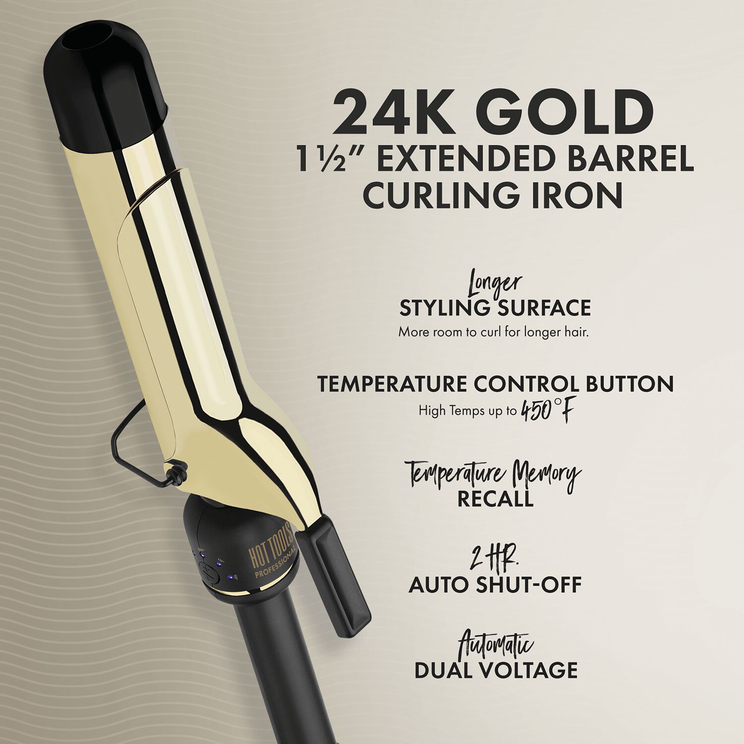 Hot Tools 24K Gold Extended Barrel Curling Iron 1 1/2 Inch | Styling ...