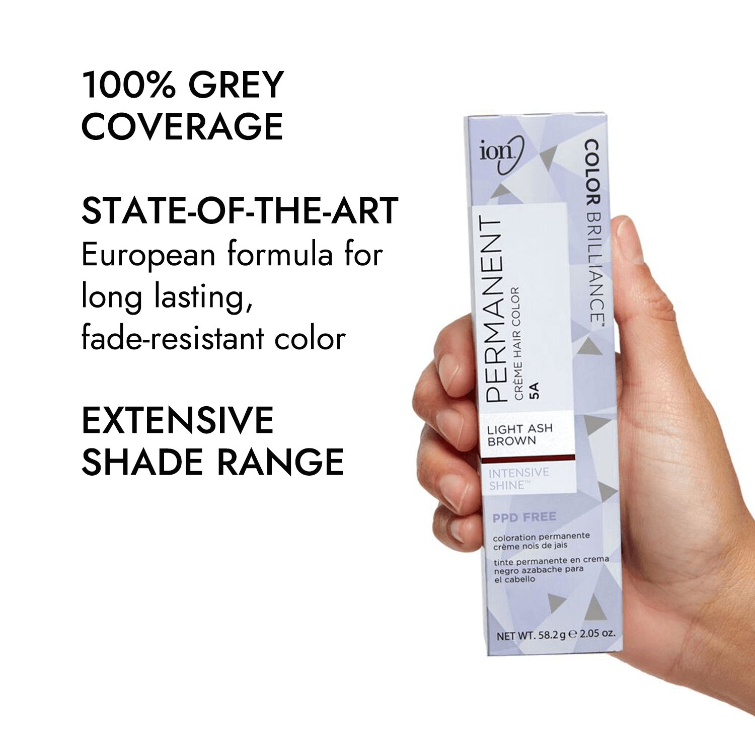 Ion 5A Light Ash Brown Permanent Creme Hair Color by Color Brilliance ...