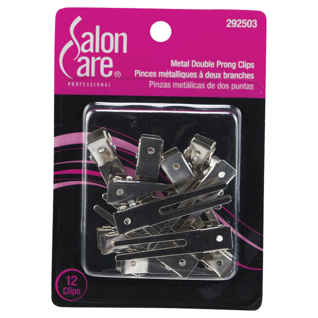 Salon Care Metal Double Prong Curl Clips