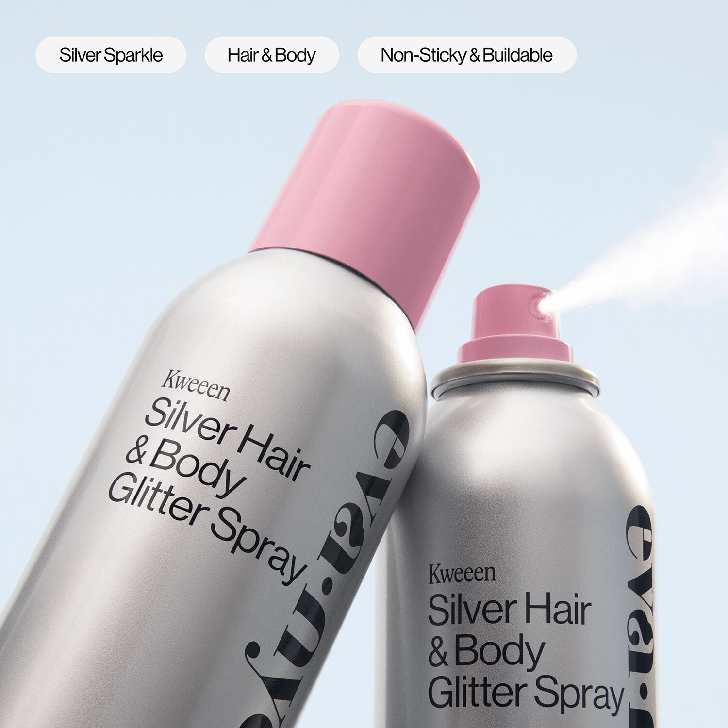Eva NYC Kweeen Silver Hair & Body Glitter Spray 4.9 oz | Styling ...
