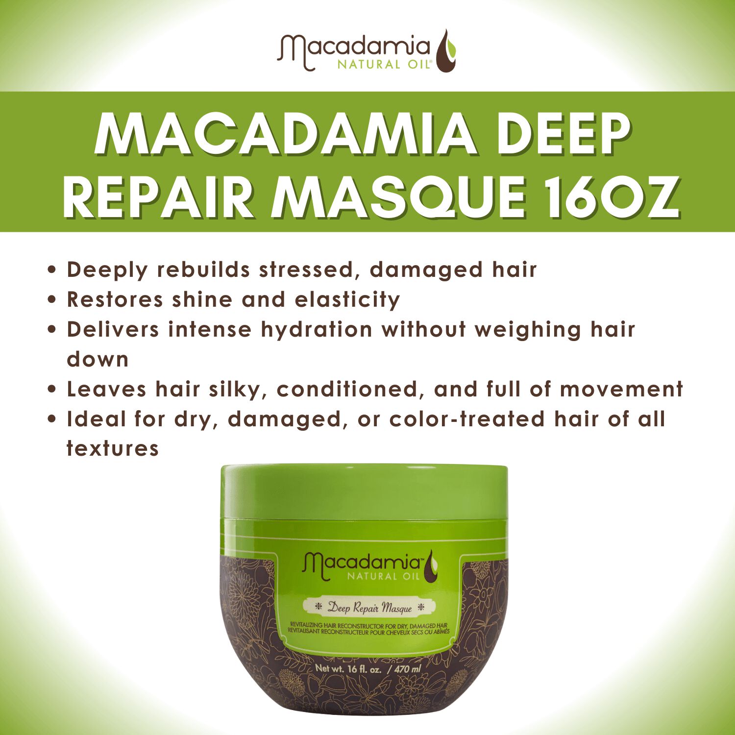 Macadamia Natural Oil 16 oz Natural Deep Repair Masque | Masks