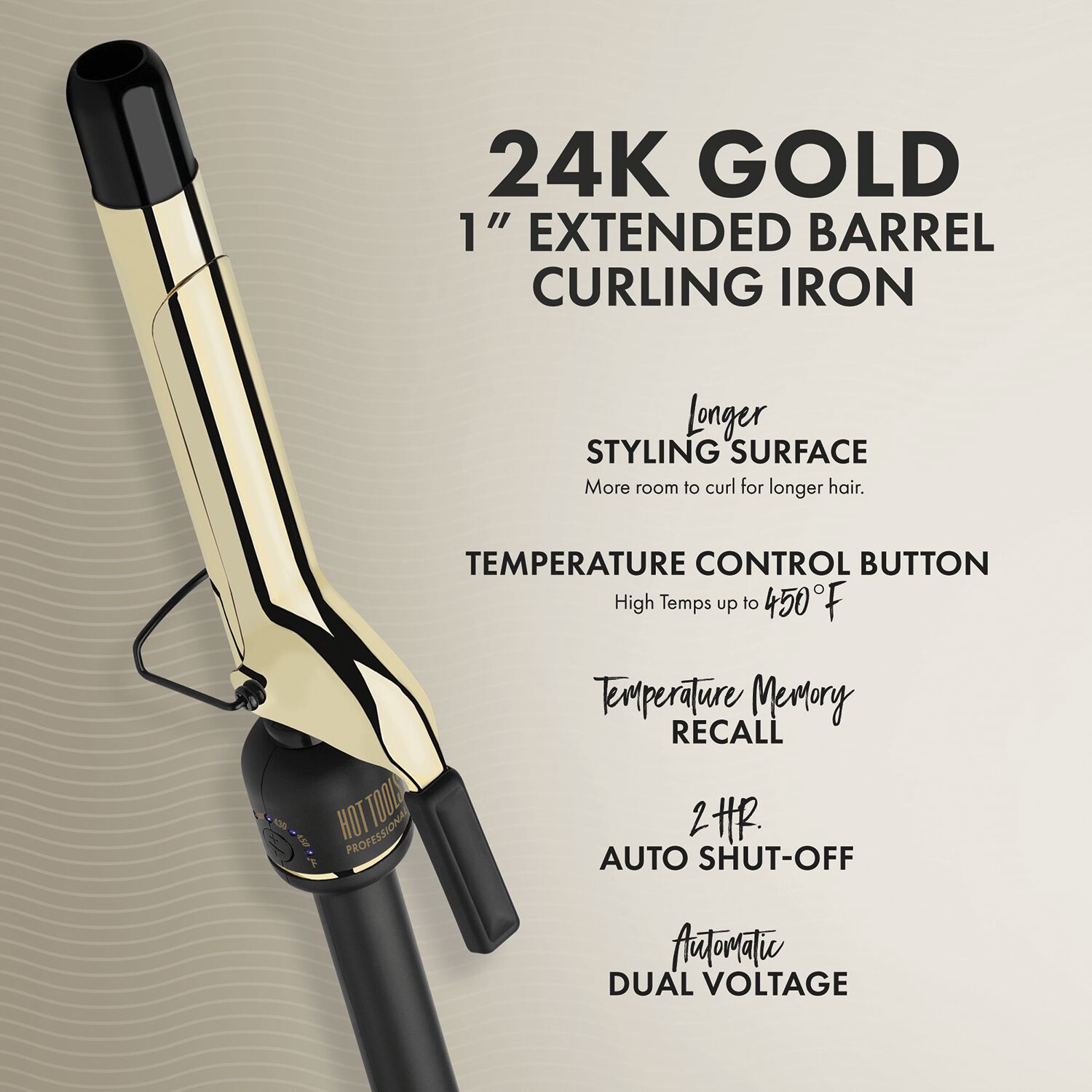Hot Tools 24K Gold Extended Barrel Curling Iron 1/2 Inch | Styling ...