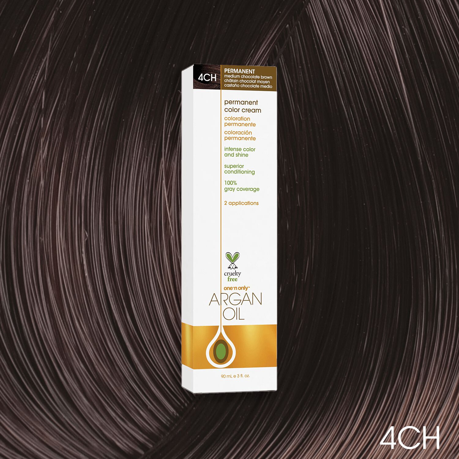 One N' Only Argan Oil Permanent Color Cream 4CH Medium Chocolate Brown ...