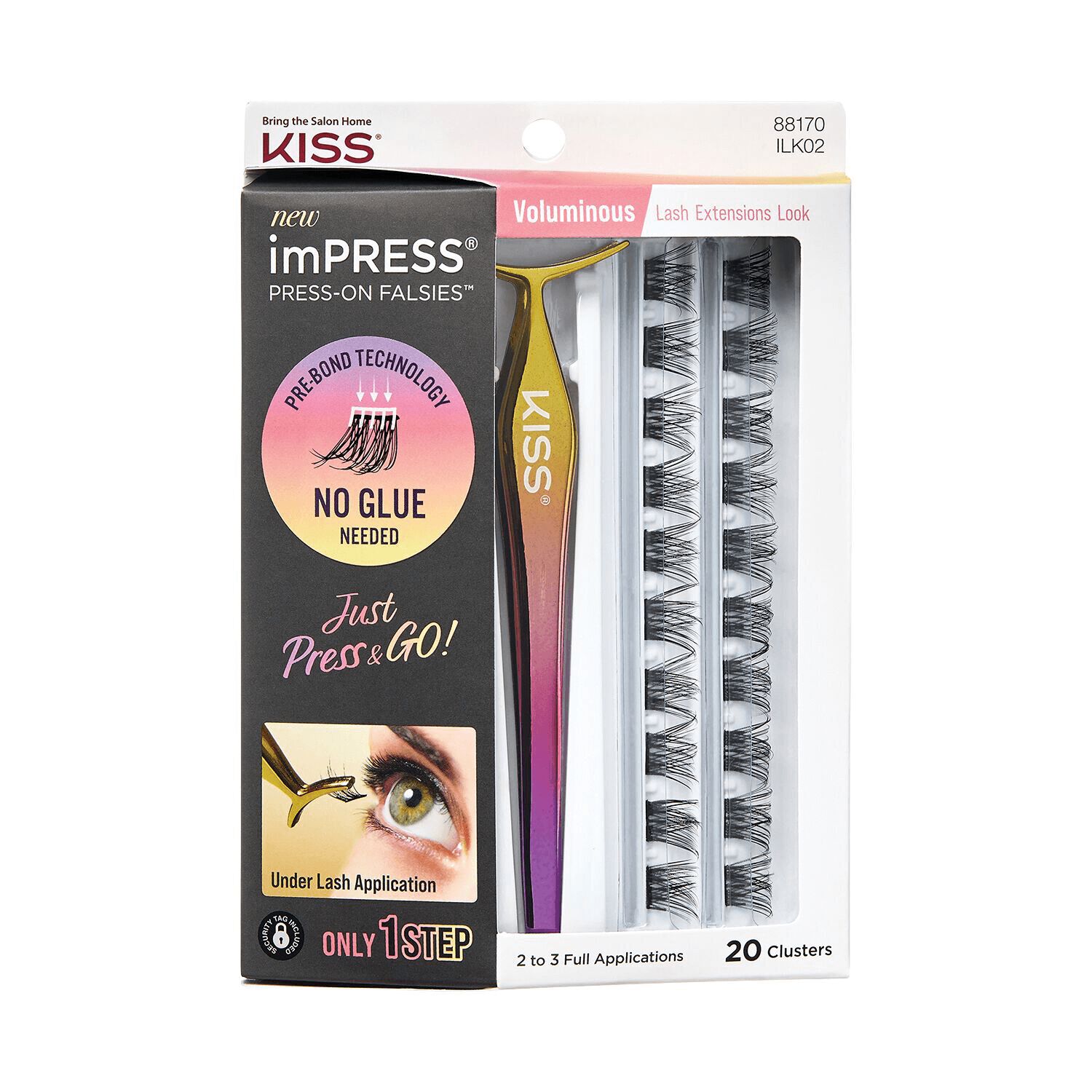 KISS imPRESS Press-On Falsies Eyelash Clusters - Voluminous | False ...