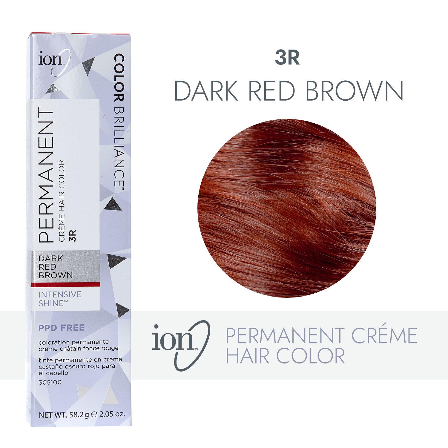 Ion 3R Dark Red Brown Permanent Creme Hair Color by Color Brilliance ...