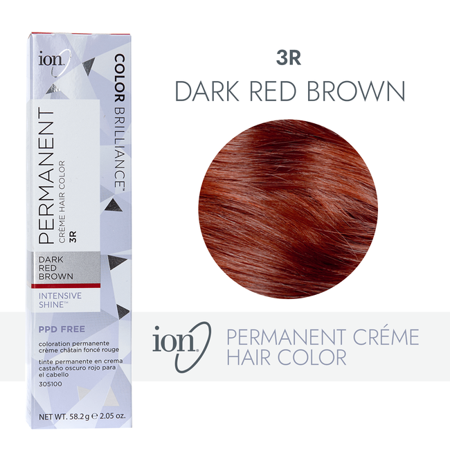 Ion 3R Dark Red Brown Permanent Creme Hair Color by Color Brilliance ...