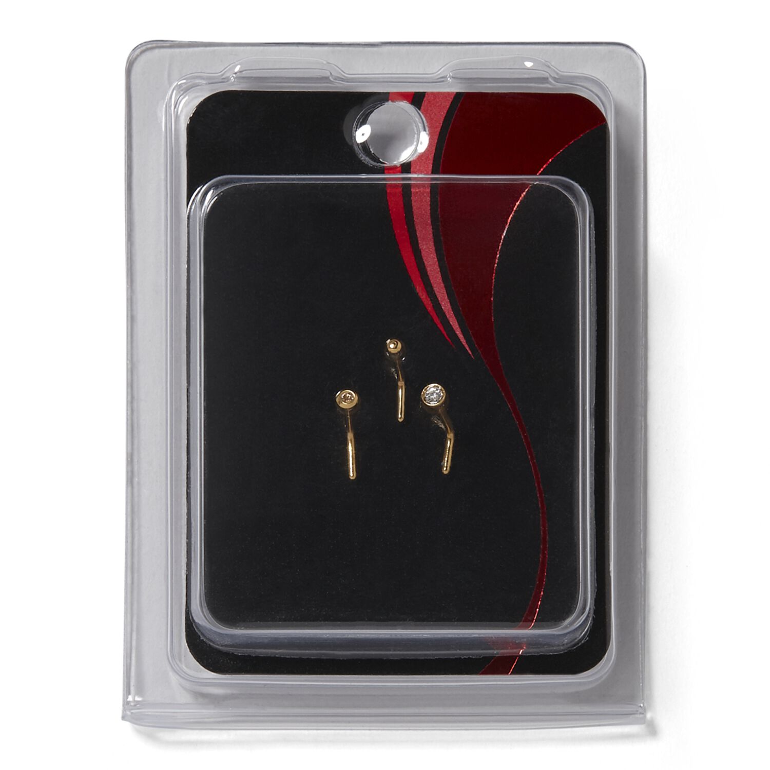 Pacific Piercing Supply Crystal Stainless Steel L-shape 3pk Gold Plated