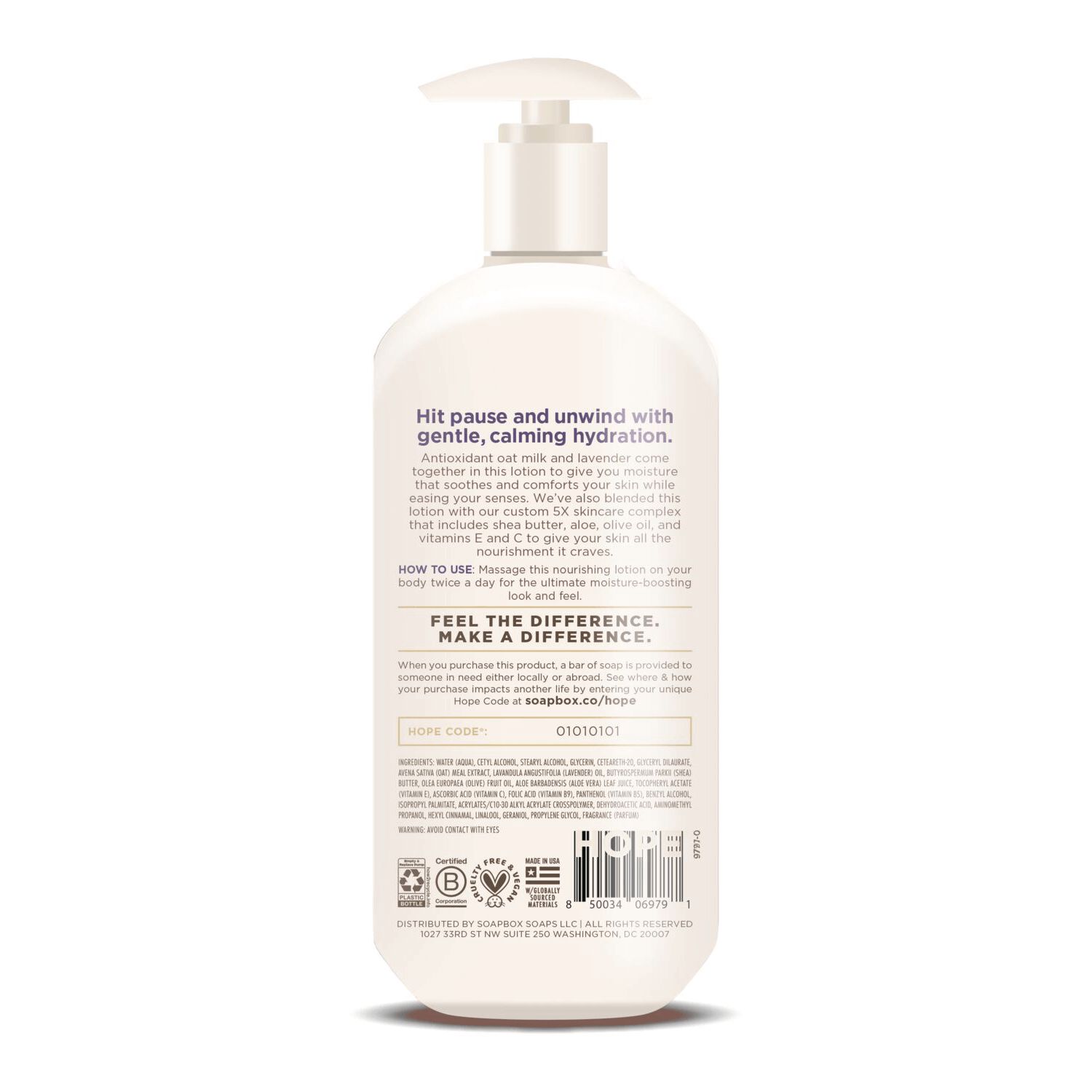 Soapbox Oatmilk + Lavender Body Lotion