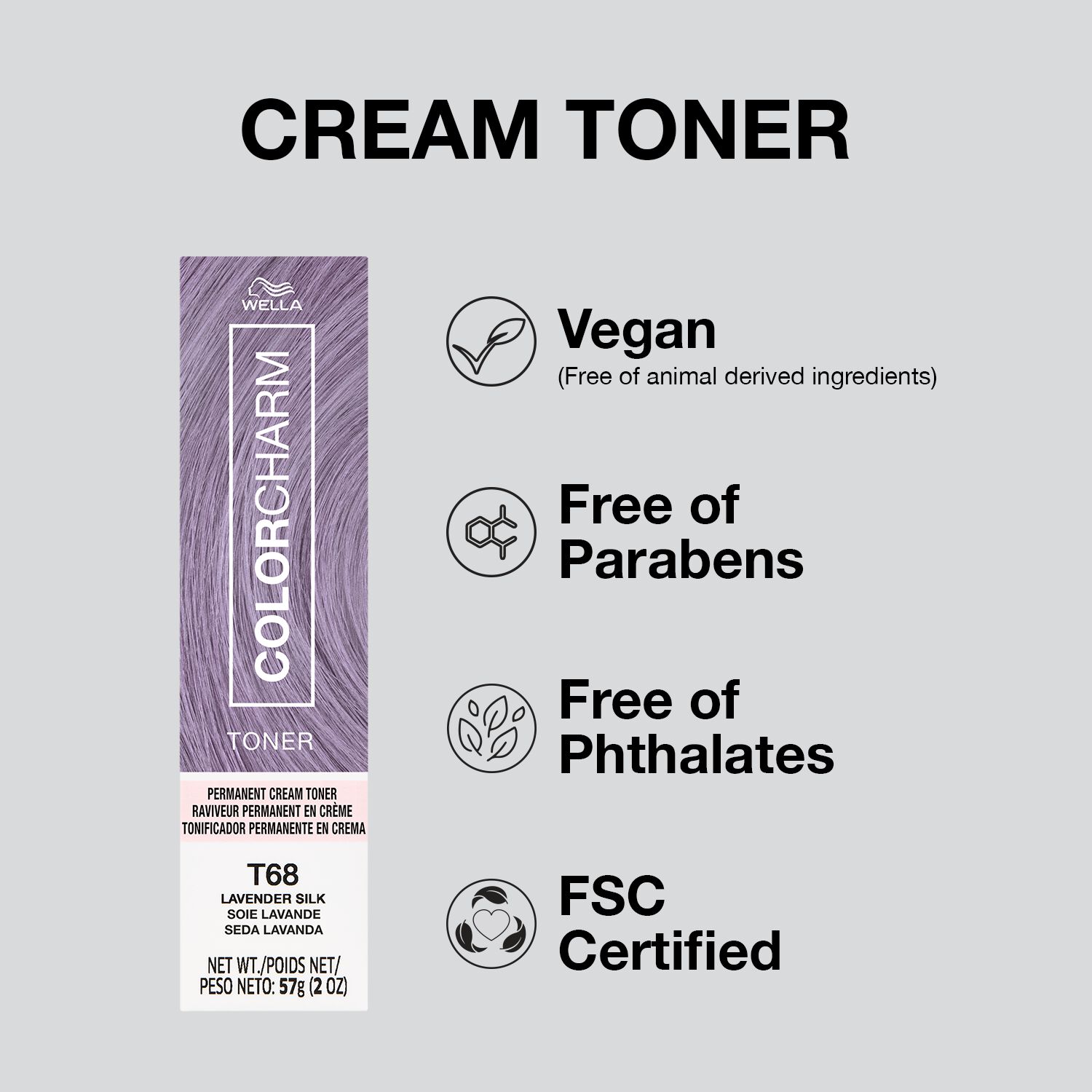 Wella colorcharm T68 Lavender Silk Permanent Cream Toner | Sally Beauty