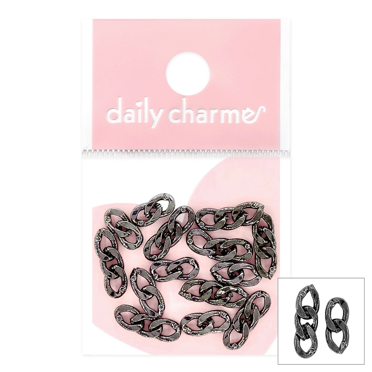 Daily Charme Nail Art Studs Oversized Chain Mix Gunmetal | Nails ...