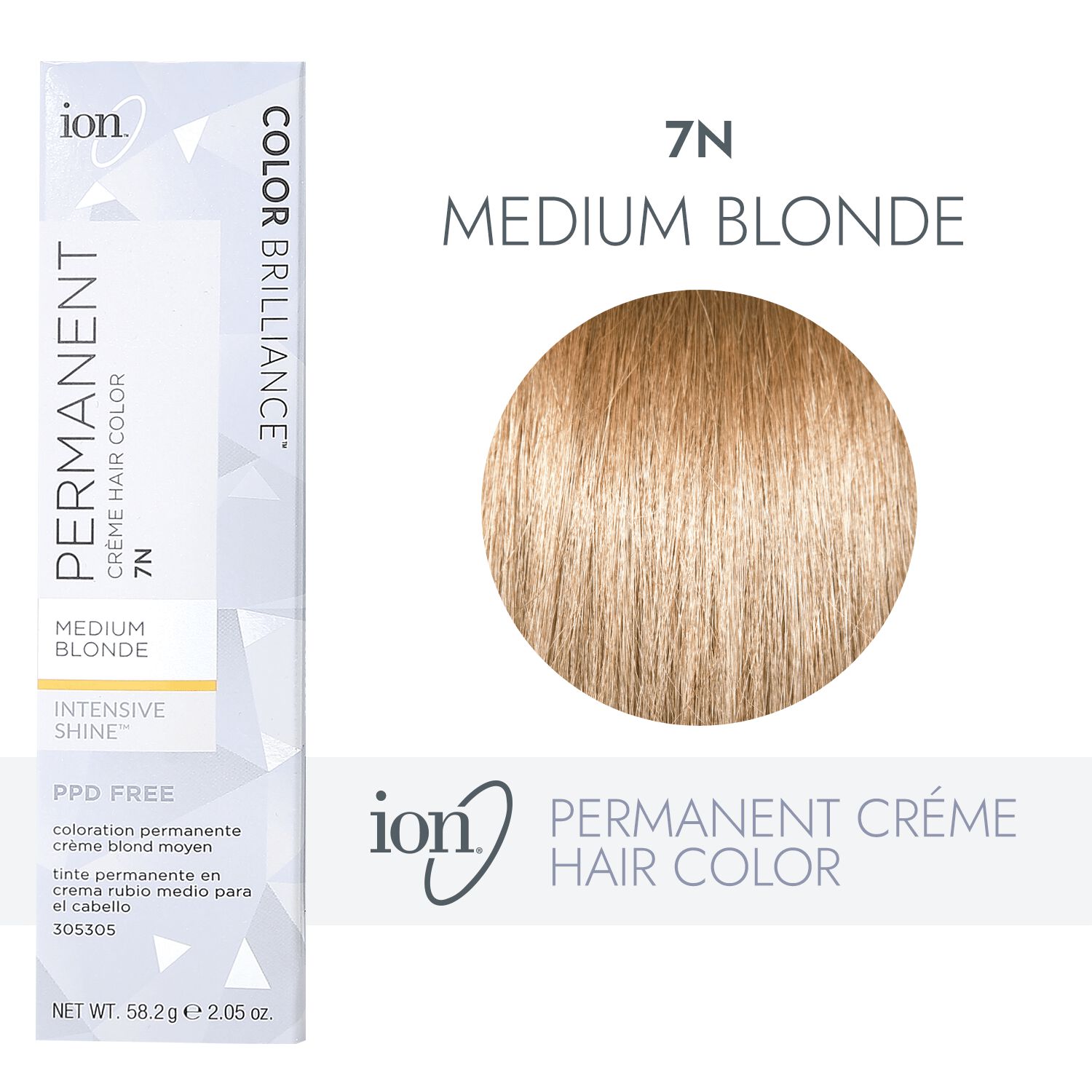 Ion 7N Medium Blonde Permanent Creme Hair Color by Color Brilliance ...