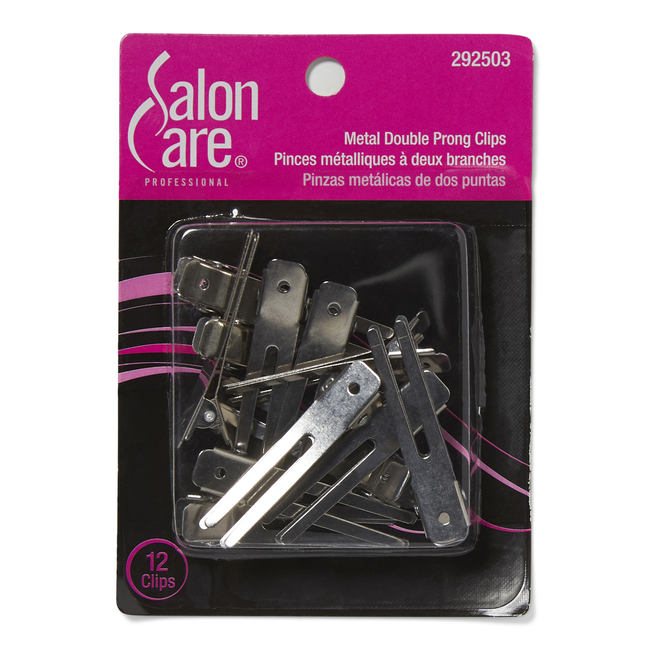 Salon Care Metal Double Prong Curl Clips 12 ct | Hair Clips
