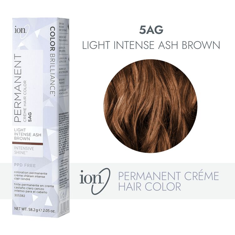 Ion 5AG Light Intense Ash Brown Permanent Creme Hair Color by Color ...
