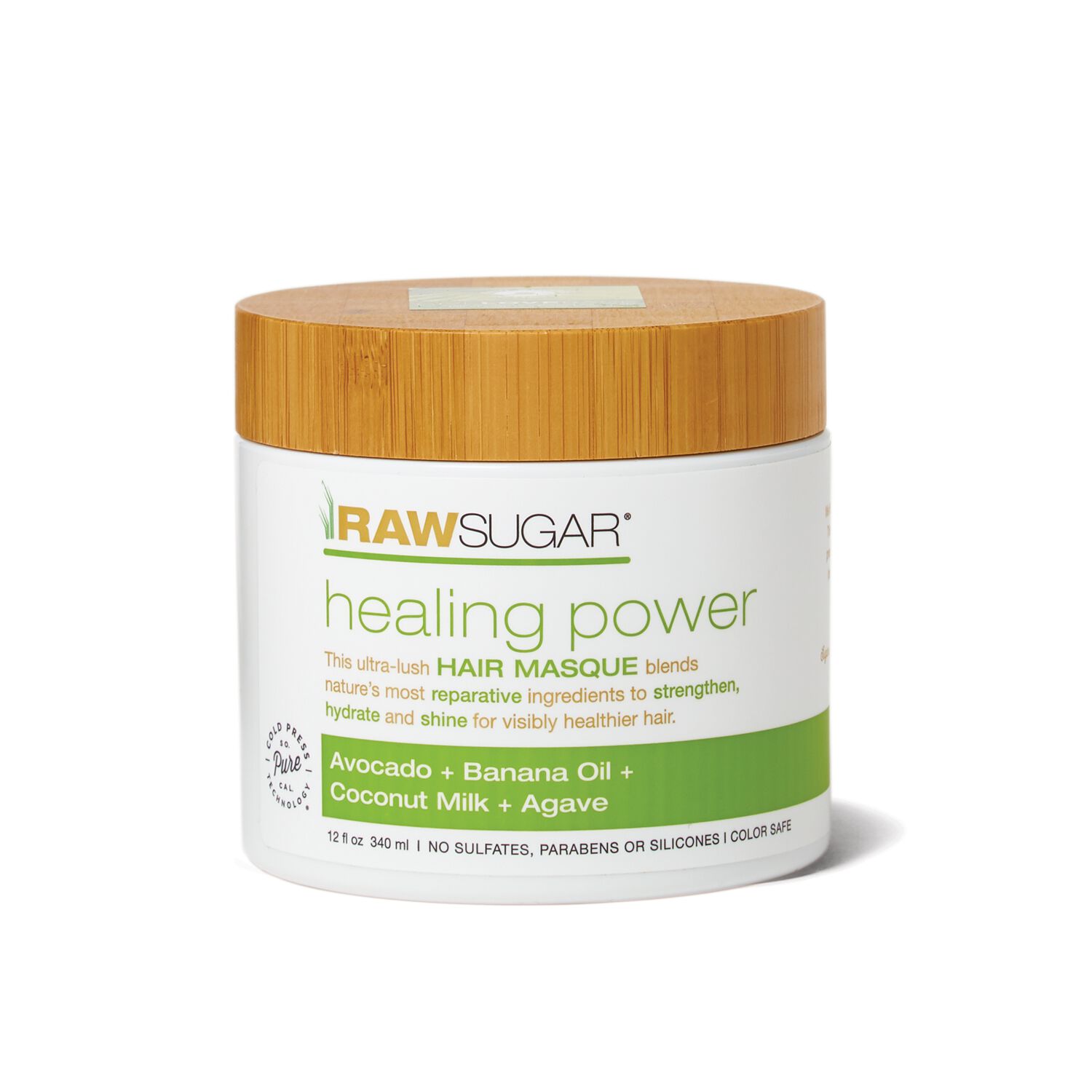 Raw Sugar Living Healing Power Hair Masque - Avocado + Banana Oil ...