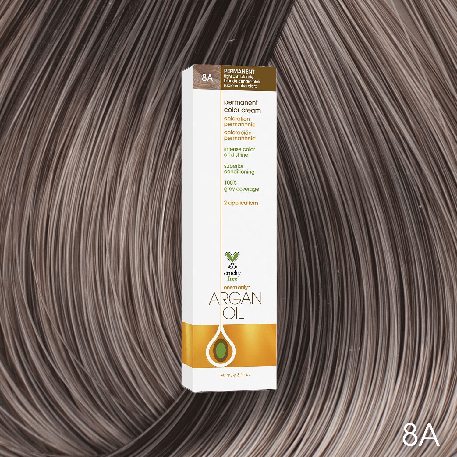 One N' Only Argan Oil Permanent Color Cream 8A Light Ash Blonde ...
