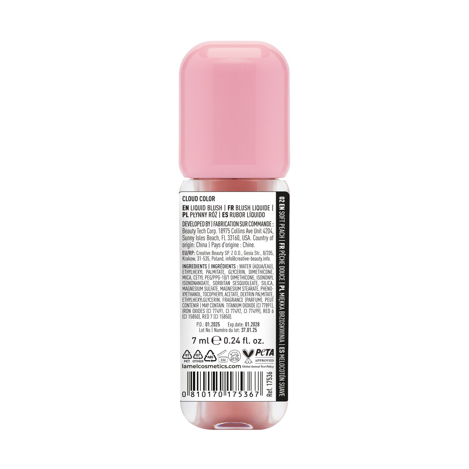 LAMEL Cloud Color Liquid Blush Soft Peach | Sally Beauty
