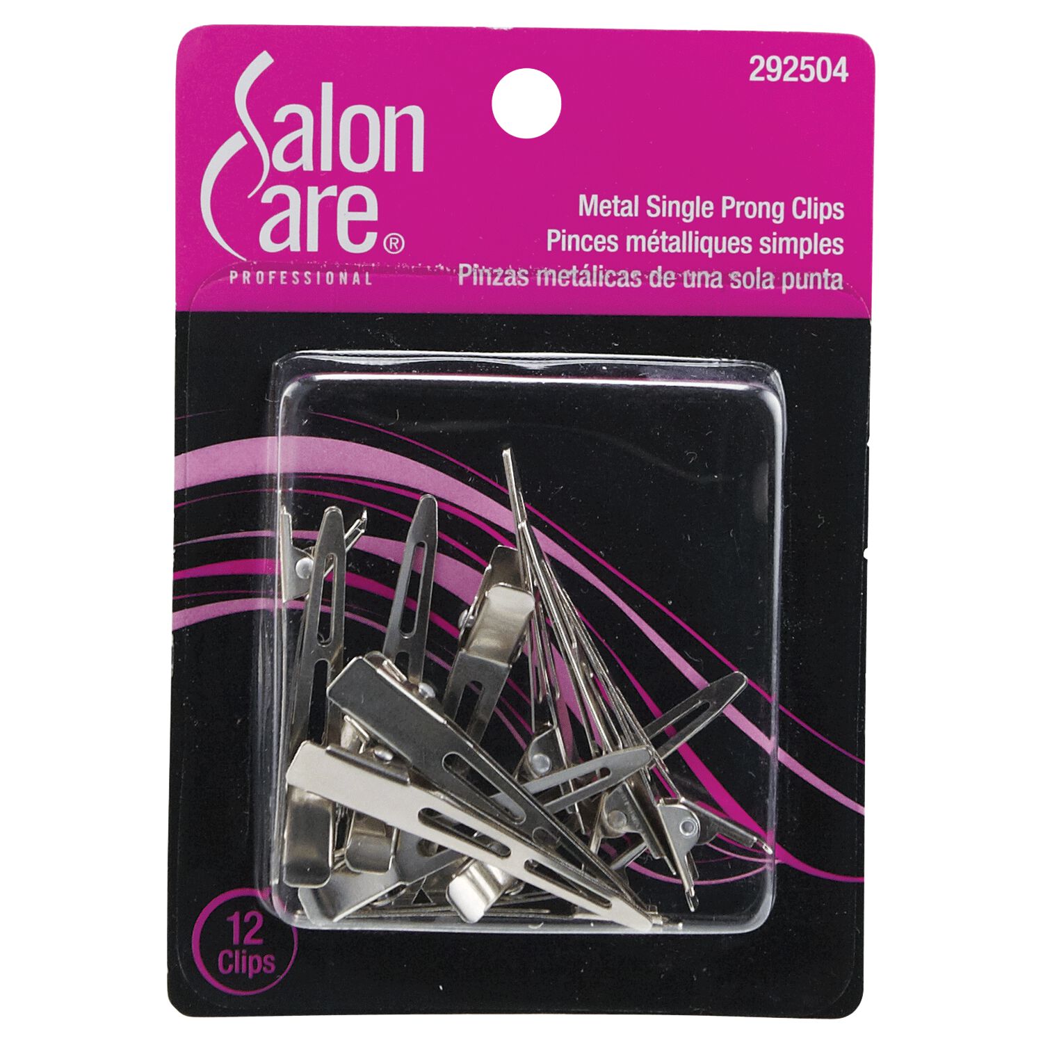 Salon Care Metal Single Prong Curl Clips