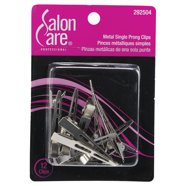 Salon Care Metal Single Prong Curl Clips