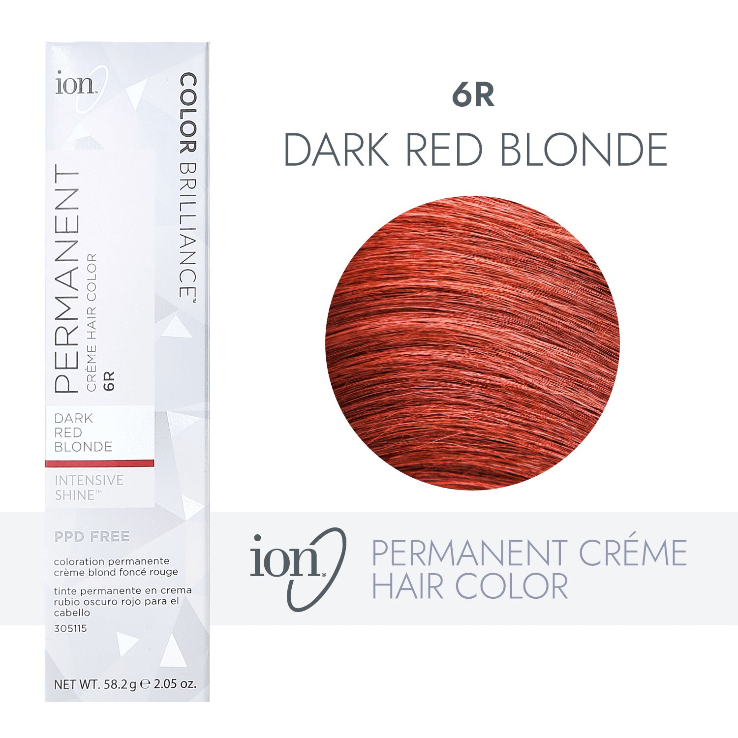 Ion 6R Dark Red Blonde Permanent Creme Hair Color by Color Brilliance ...