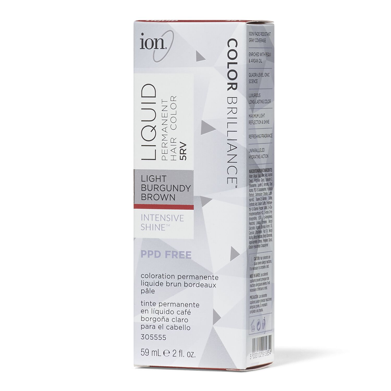 Ion 5RV Light Burgundy Brown Permanent Liquid Hair Color by Color ...