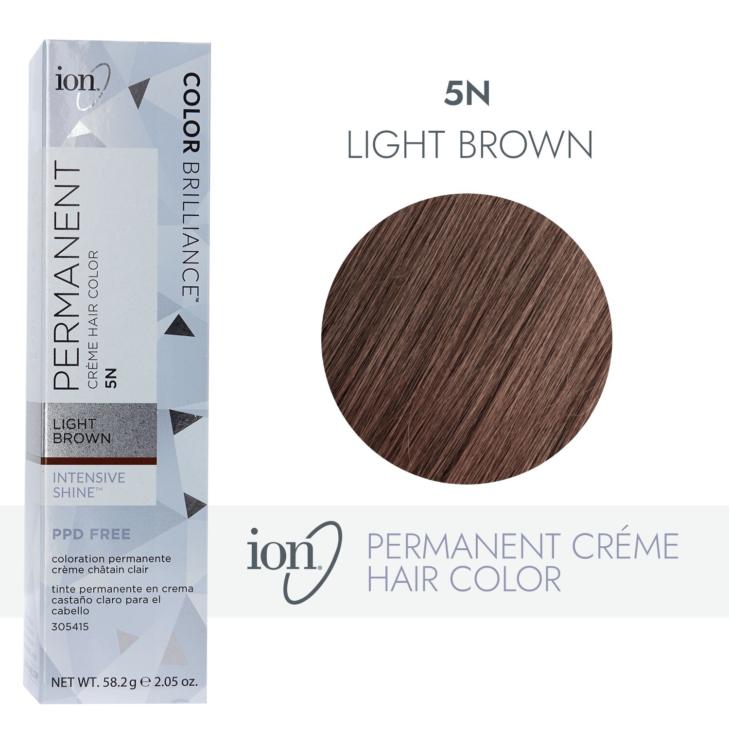 Ion 5N Light Brown Permanent Creme Hair Color by Color Brilliance ...
