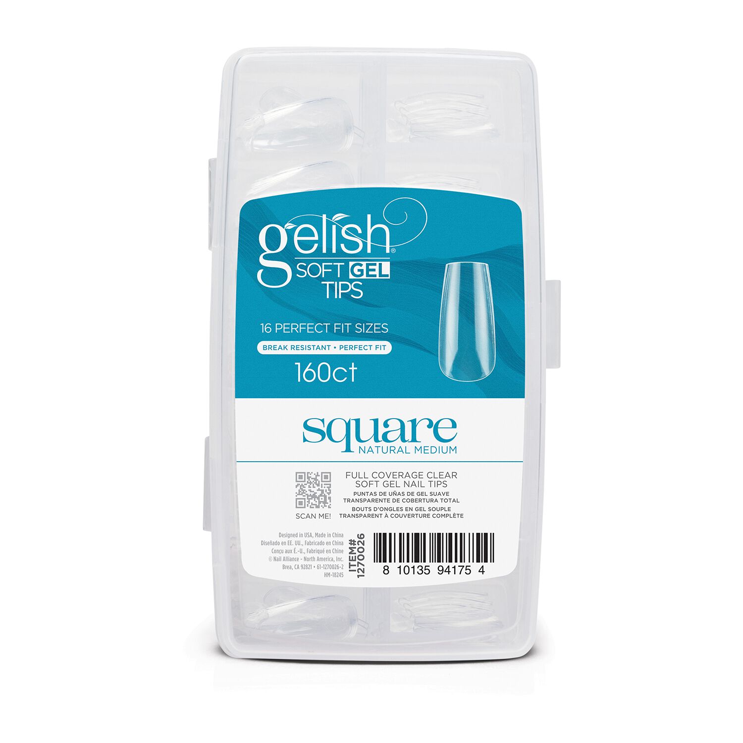 Gelish Soft Gel Tips Medium Square 160 Count | Sally Beauty
