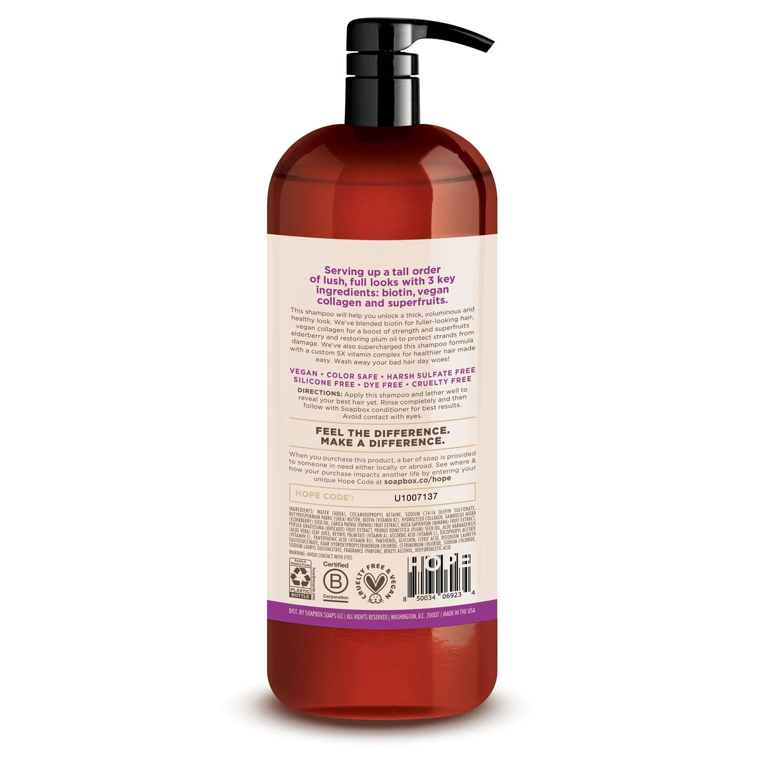 Biotin and Superfruit Restore & Volumize Shampoo 33.8 oz by Soapbox ...