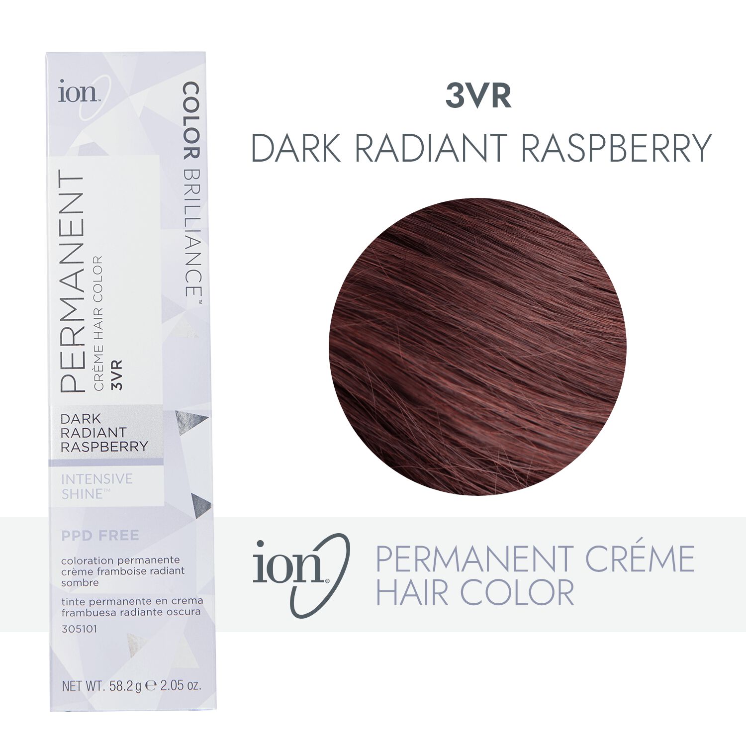 Ion 3VR Dark Radiant Raspberry Permanent Creme Hair Color by Color ...