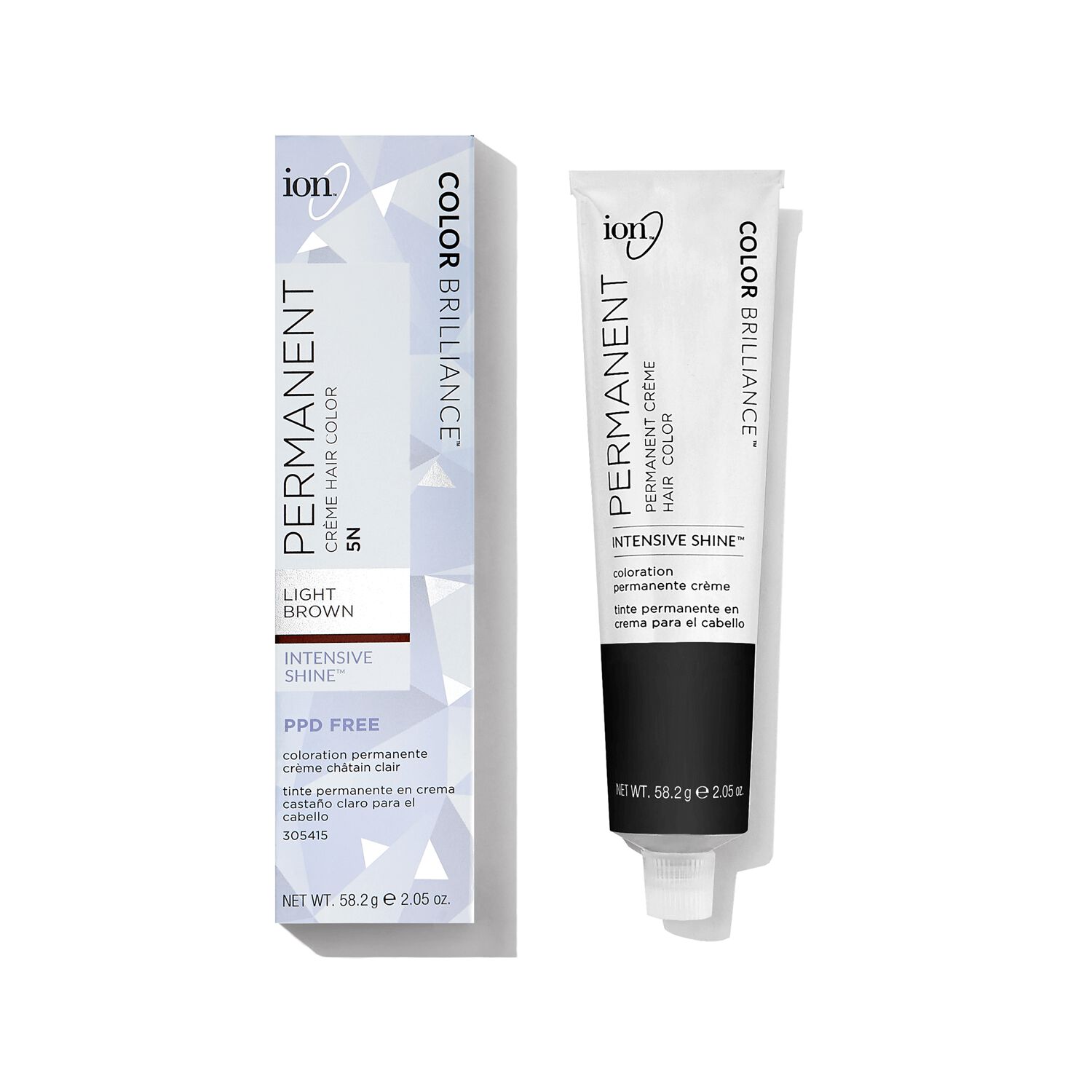 Ion 5N Light Brown Permanent Creme Hair Color by Color Brilliance ...