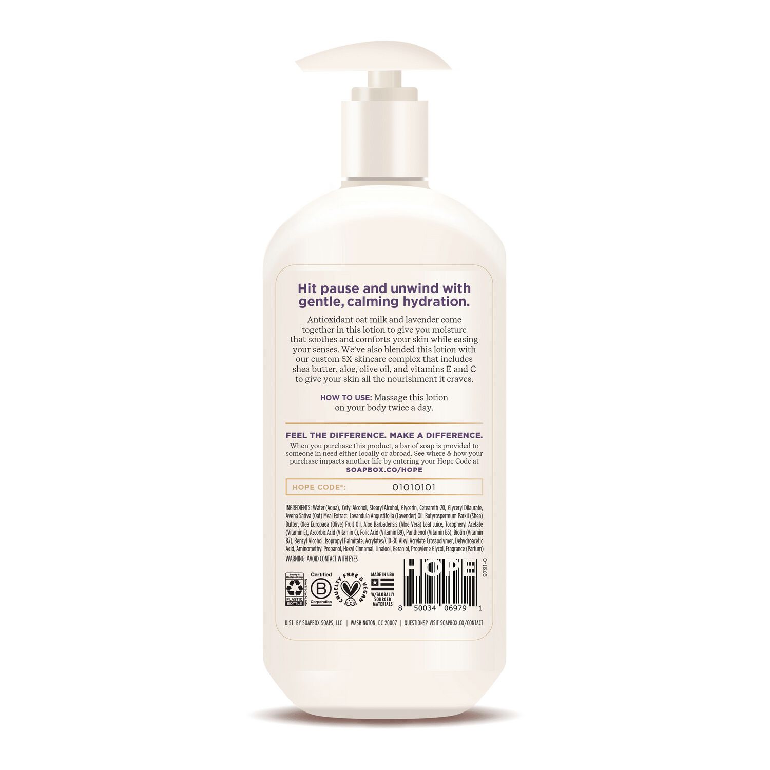 Soapbox Oatmilk + Lavender Body Lotion
