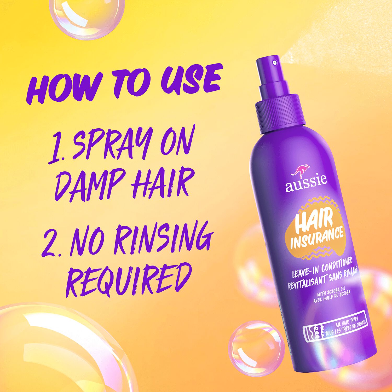 Aussie Hair Insurance Leave-In Conditioner 8 oz | Leave-In Conditioner ...