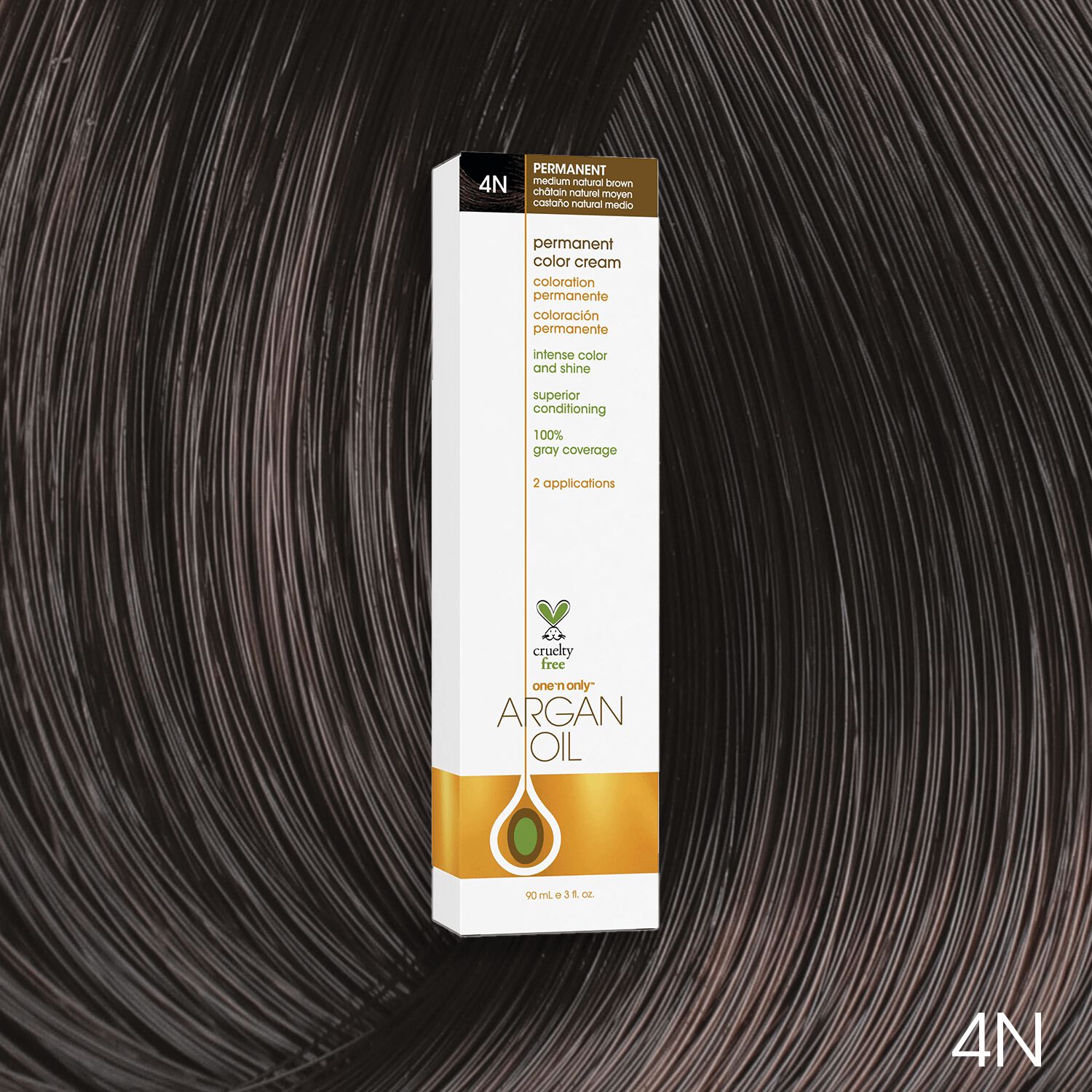 One N' Only Argan Oil Permanent Color Cream 4N Medium Natural Brown ...