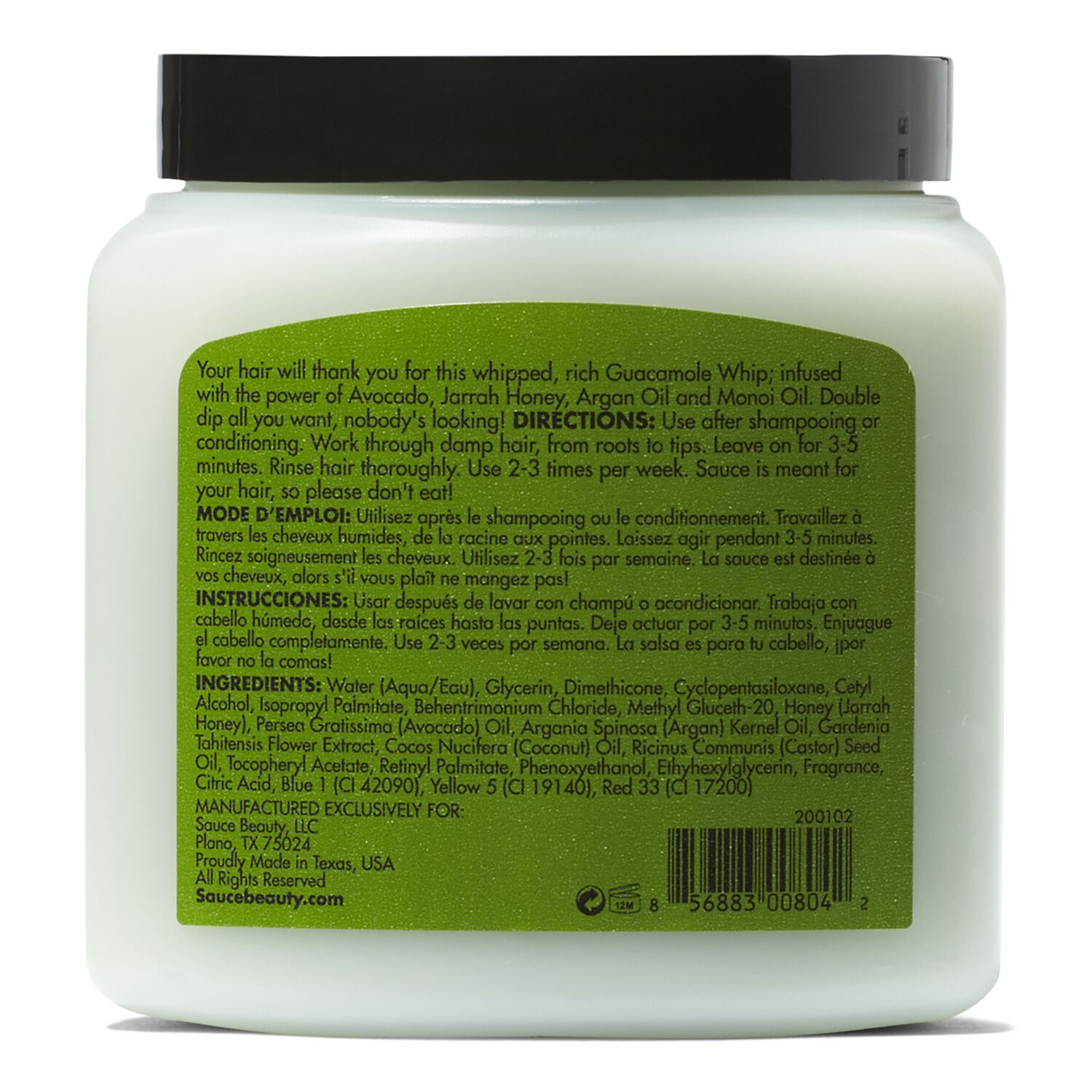 Sauce Beauty Guacamole Whip Deep Moisture Hair Mask | Deep Conditioner ...