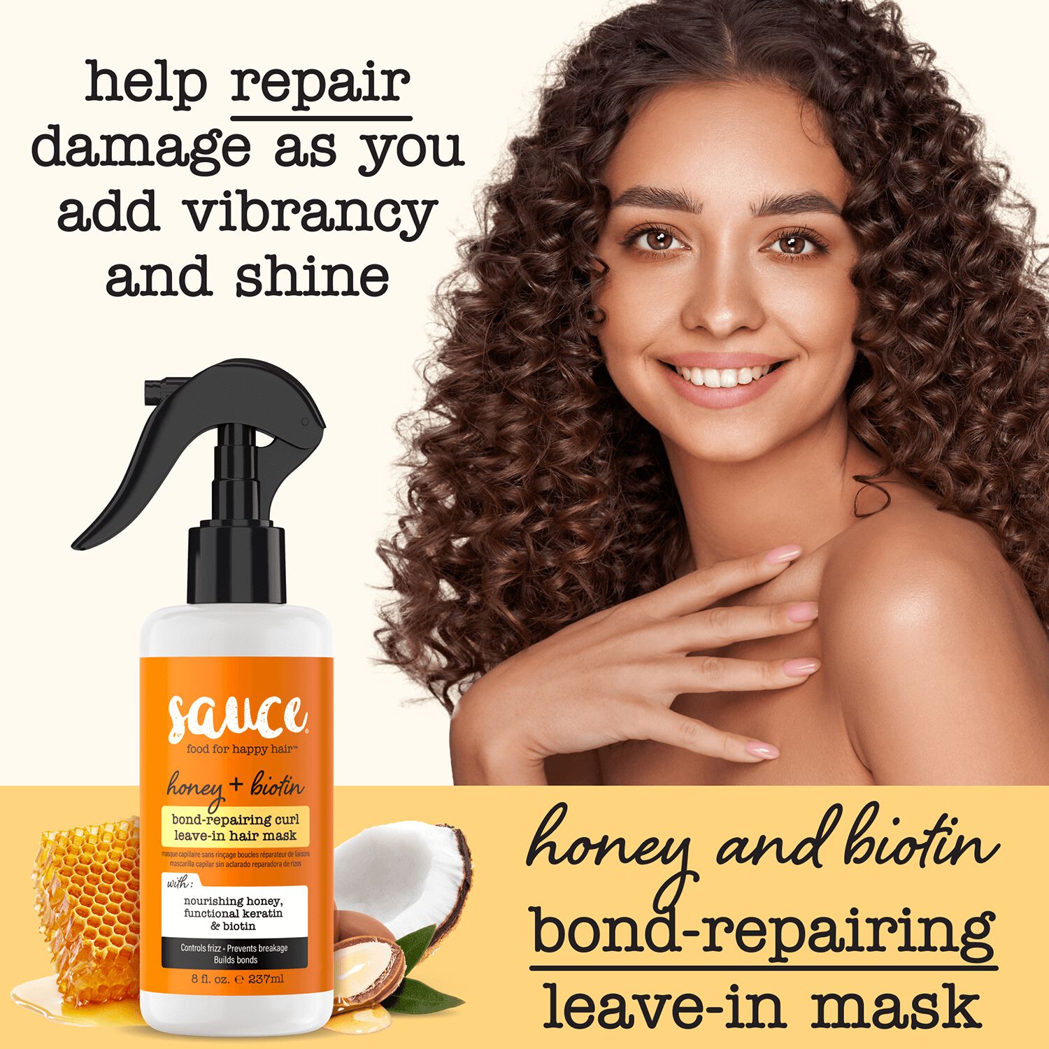 Sauce Beauty Honey + Biotin Bond-Repairing Curl Leave-In Hair Mask ...