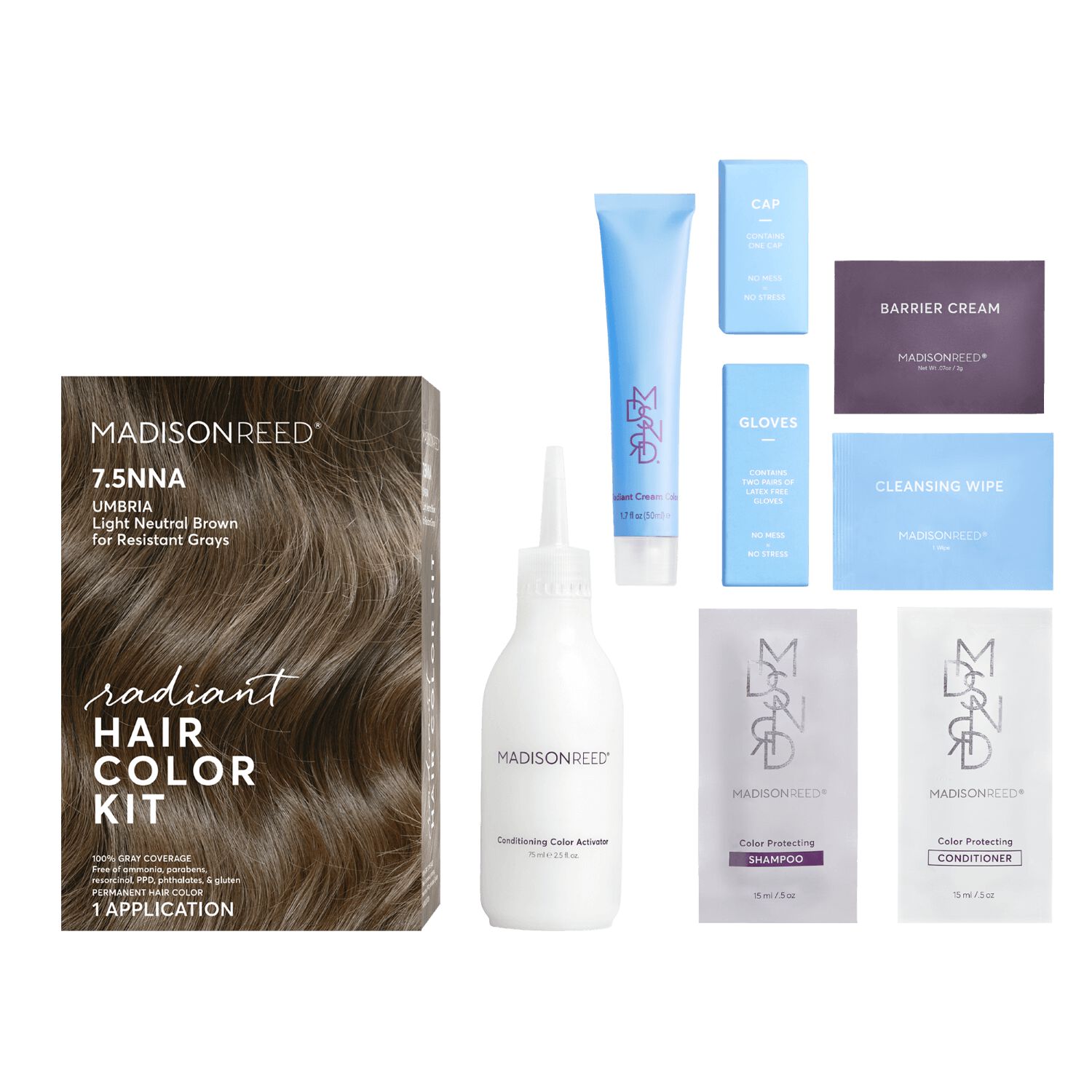 Radiant Cream Color Permanent Hair Color Kit 7.5NNA Umbria Light Brown ...