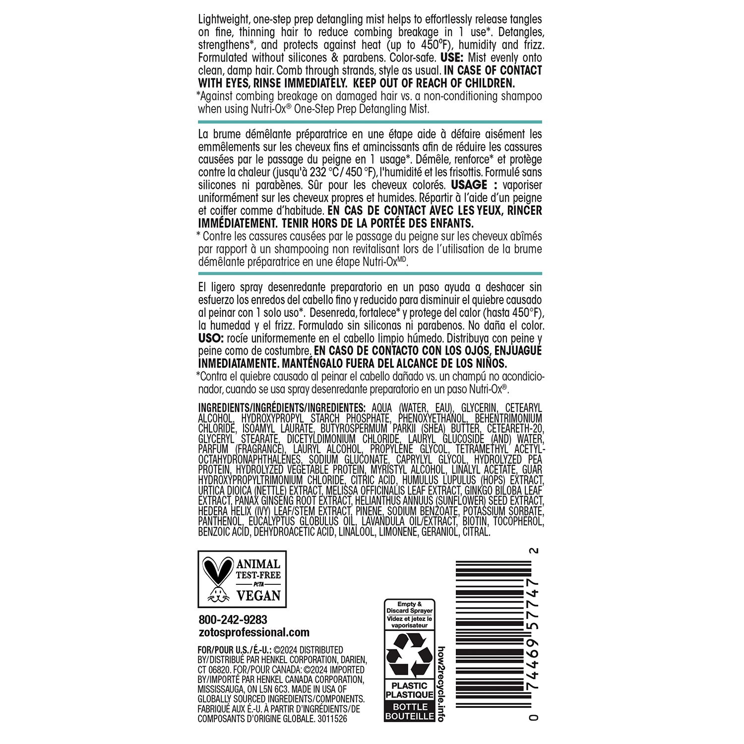 Nutri Ox One-Step Prep Detangling Mist | Sally Beauty