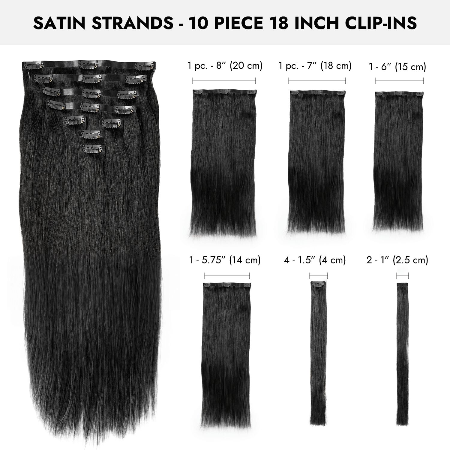 Satin Strands Black 18 Inch Seamless Clip-in Hair Extensions | Sally Beauty