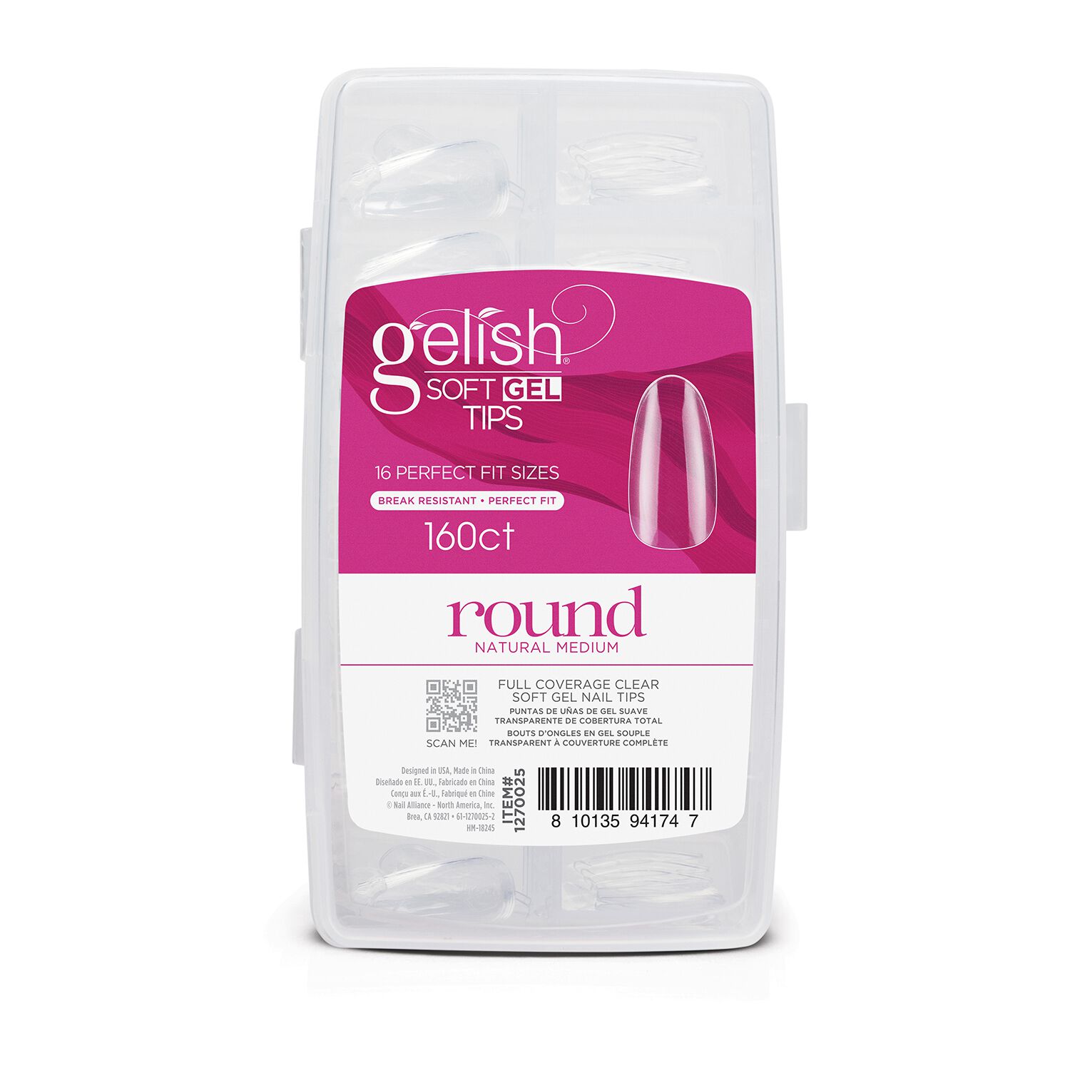 Gelish Soft Gel Tips Medium Round 160 Count | Sally Beauty
