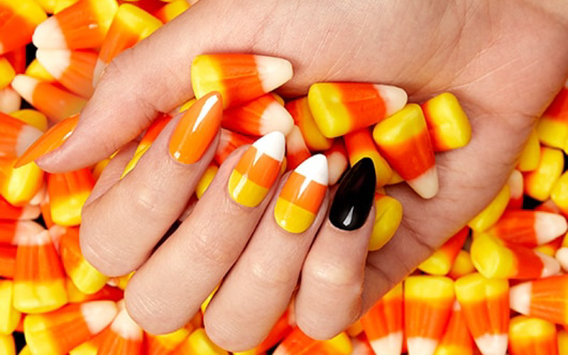Candy Corn Nails Pointy